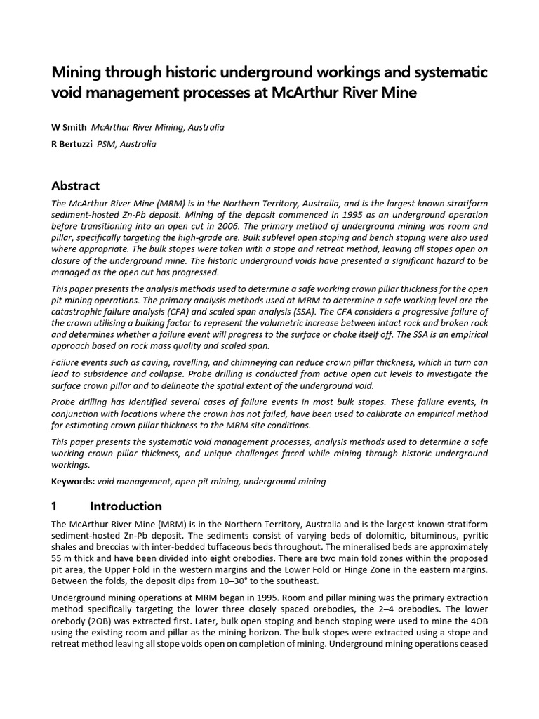 Mining Through Historic Underground Workings and Systematic Void Management Processes at ...