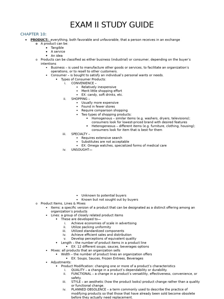 Exam Ii Study Guide | PDF