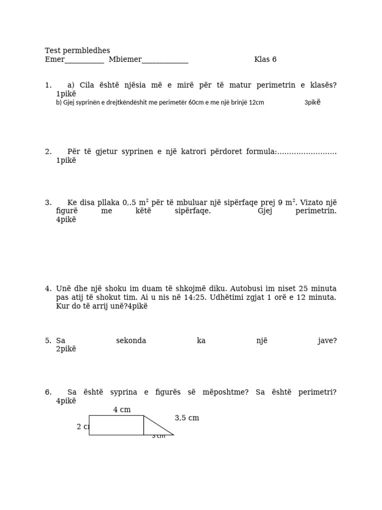 Matematike 6 (4 Kopje) | PDF