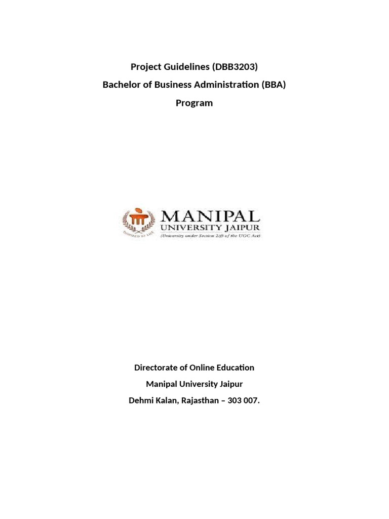 BBA Project Guidelines (Synopsis and Project Report) | PDF