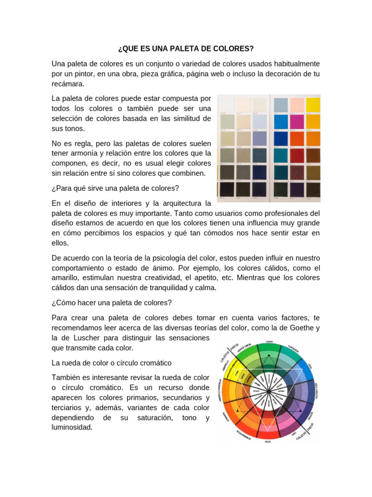 QUE ES UNA PALETA DE COLORES | PDF