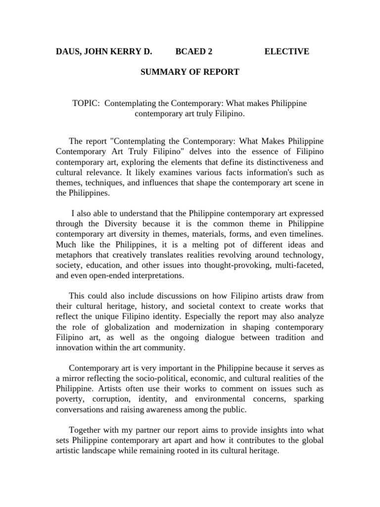 Daus (Summry of Report in Elective) | PDF