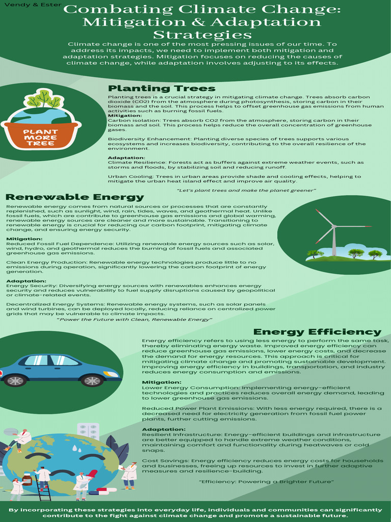 Green Illustrated How To Stop Climate Change Infographic | PDF