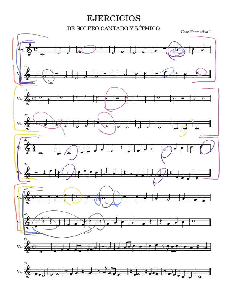 Ejercicios de Solfeo Cantado y Rítmico - 240704 - 123152 | PDF