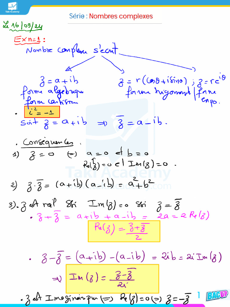 66e88fb365cfb - Correction Série N 1 Backup (Nombres Complexes) | PDF