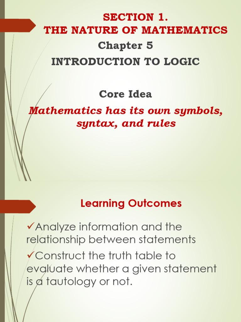 Chap 5. Intro To Logic 1 1 | PDF