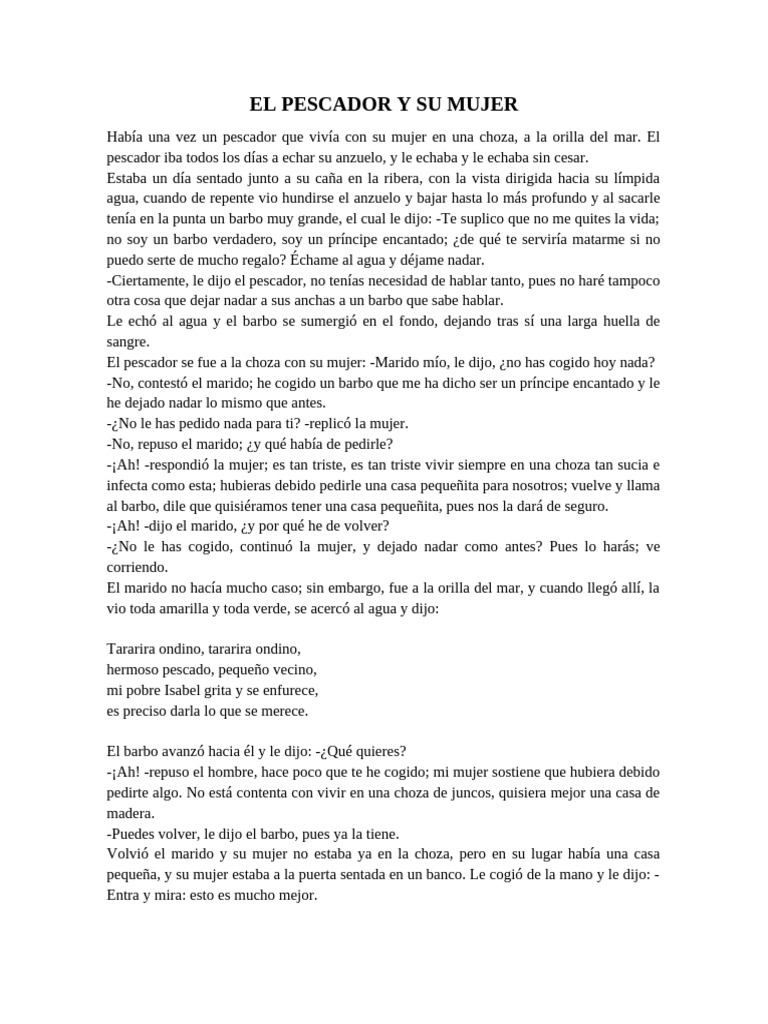 El Pescador y Su Mujer | PDF