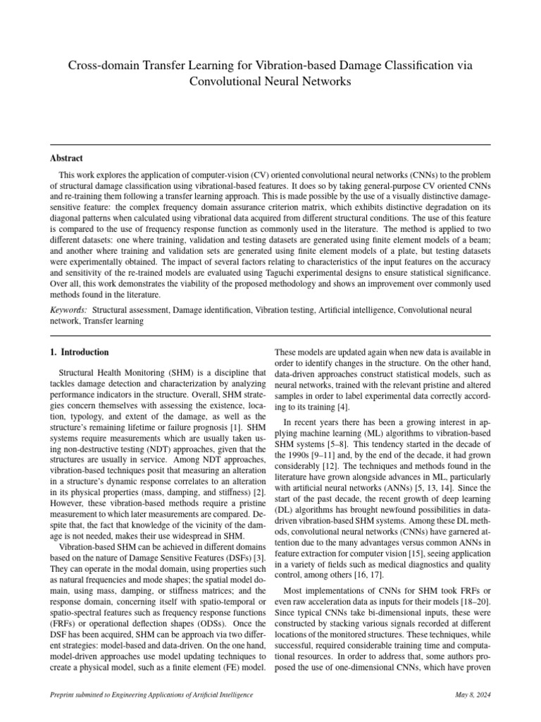 Cross-Domain Transfer Learning For Vibration-Based Damage ...