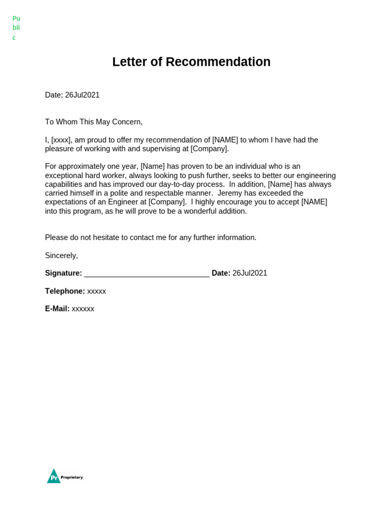Recommendation Letter for Engineer | PDF