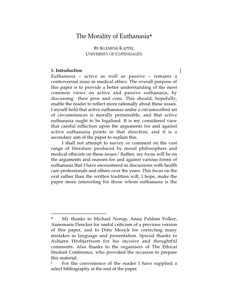 Euthanasia Ethics: Active vs Passive | PDF | Autonomy | Morality