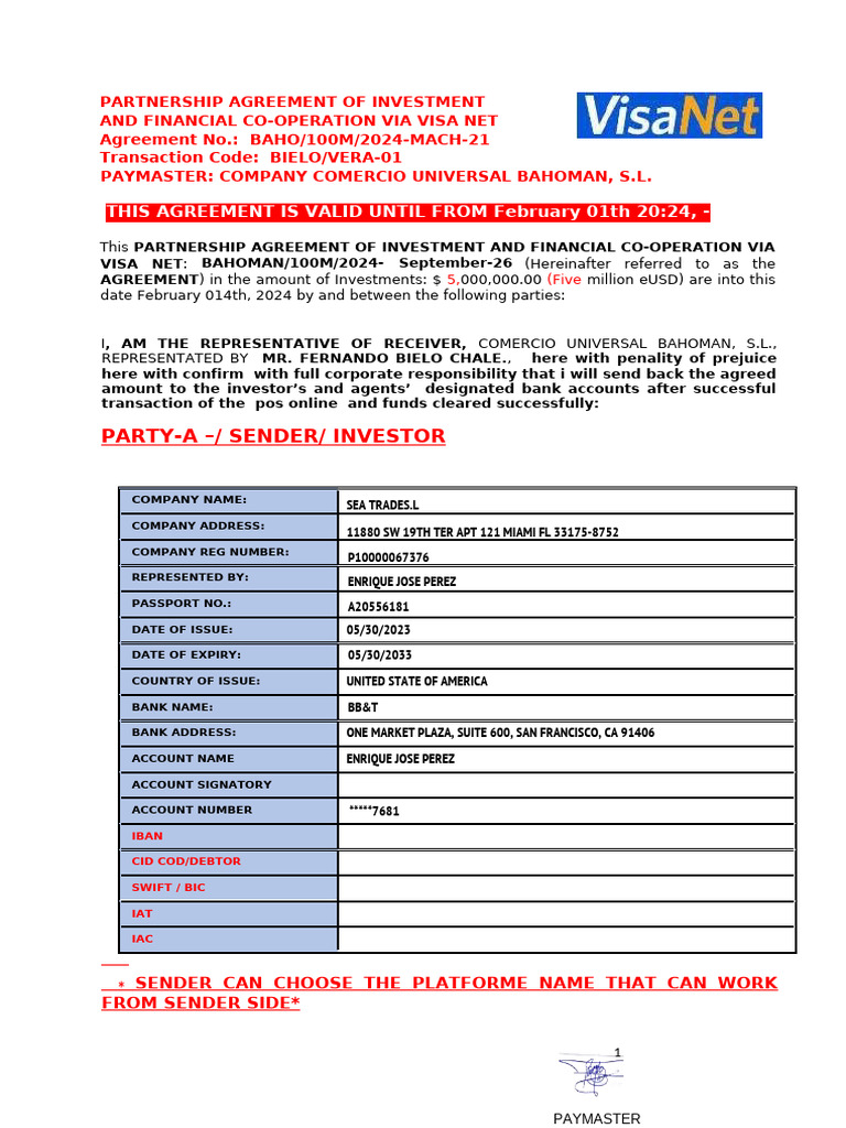 Visanet 14 Contrato Visanet Nuevo 14 9 24 Bahoman 2 | PDF