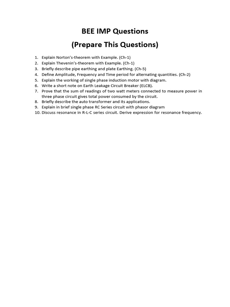 BEE Viva Questions | PDF