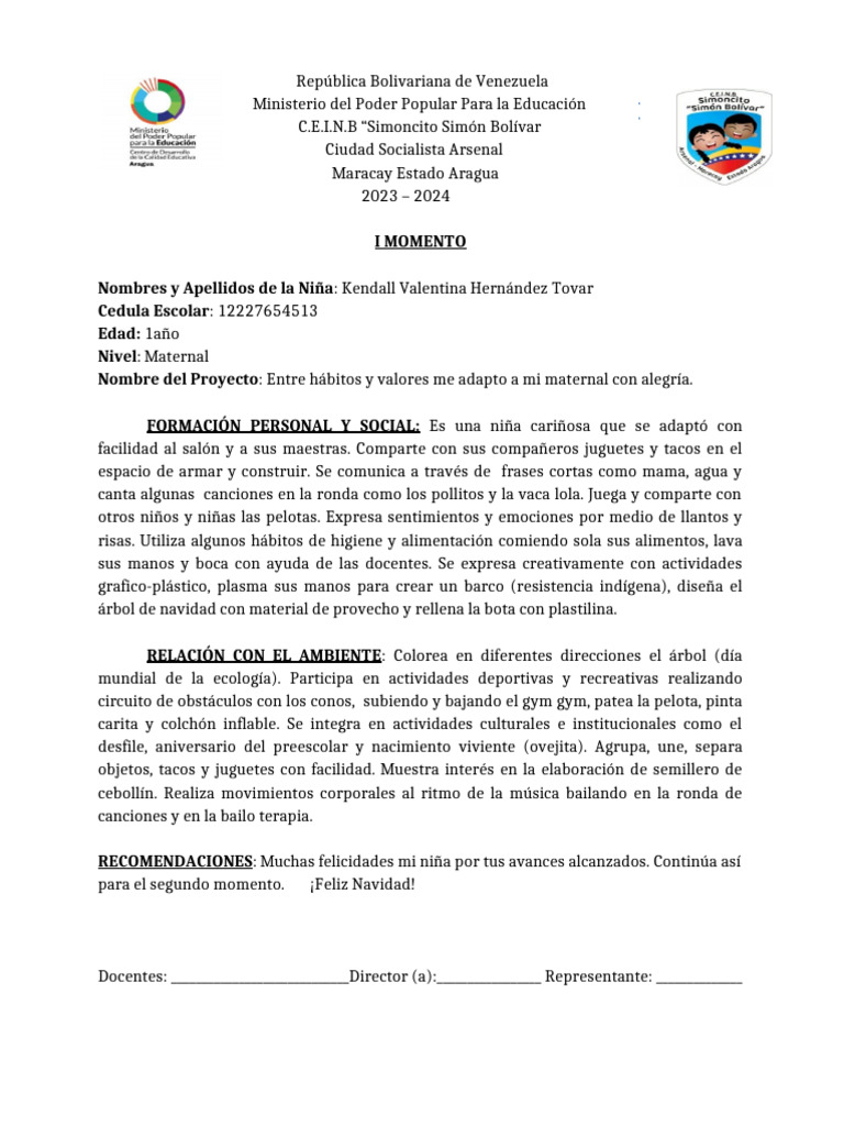 Boletas de Maternal 2023 | PDF | Educación de la primera infancia ...