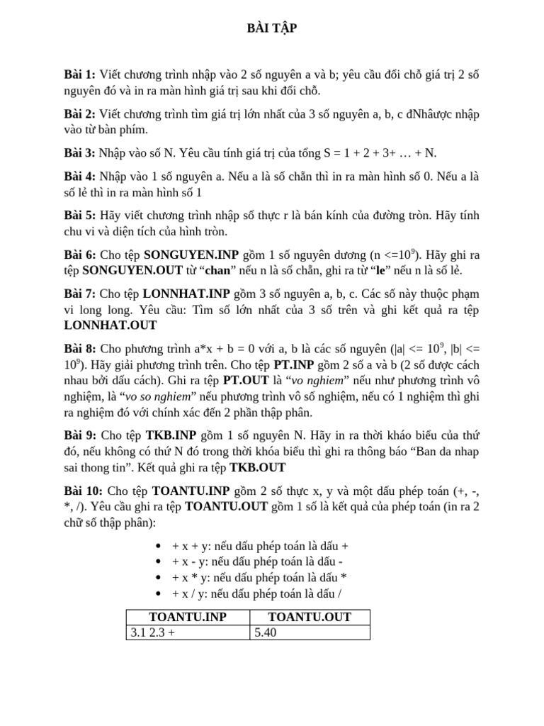 BT Tuan 1. BD HSG10 | PDF