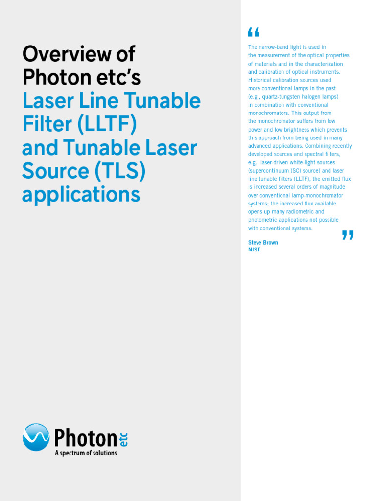 Laser Line Tunable Filter LLTF and Tunable Laser Source TLS ...