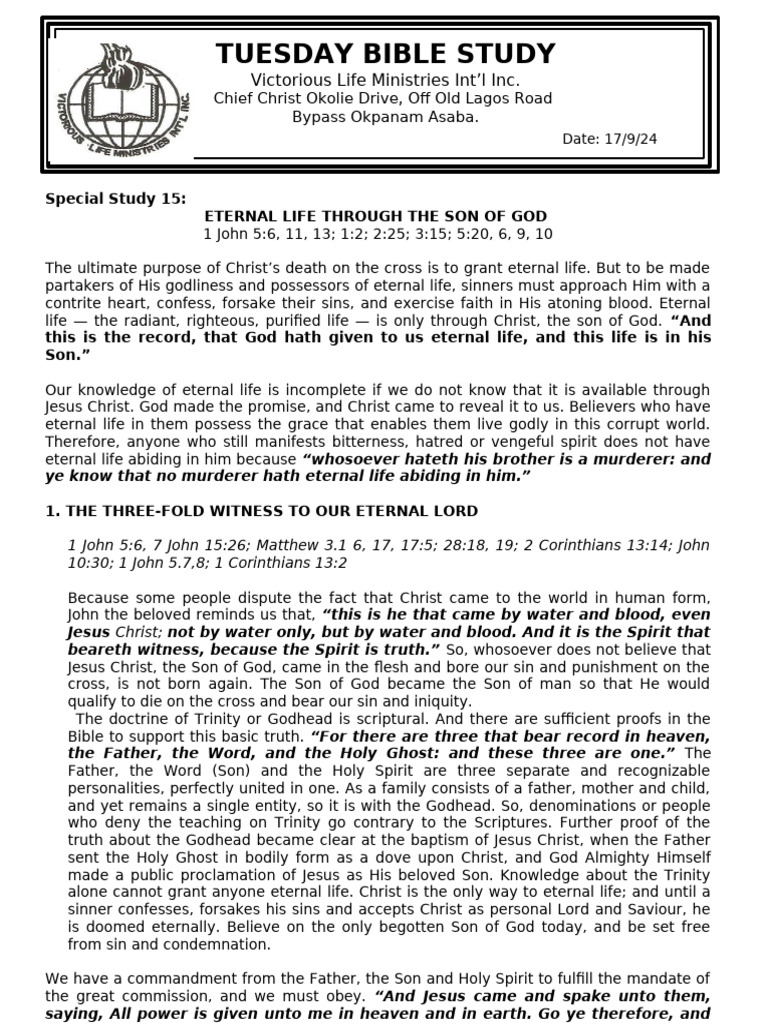 Eternal Life Through The Son of God As | PDF | Eternal Life ...