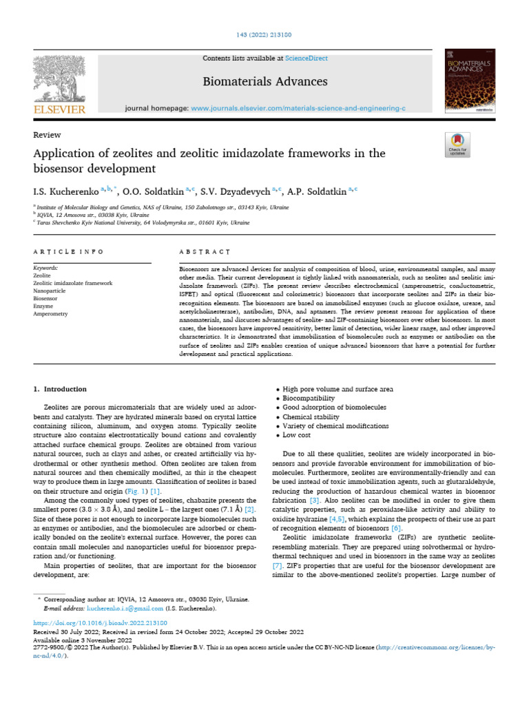 Application of Zeolites and Zeolitic Imidazolate Frameworks in The ...