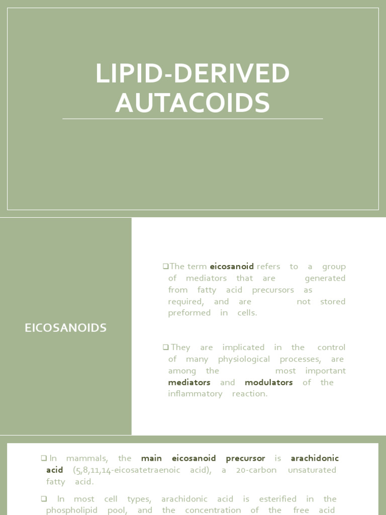Lipid Derived Autacoids | PDF | Prostaglandin | Self-Improvement