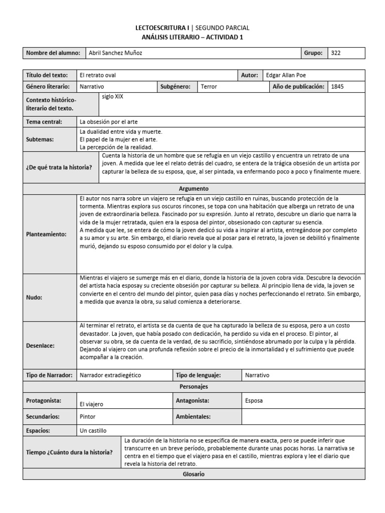 Formato de Análisis Literario | PDF
