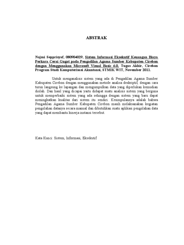 Contoh Abstrak Tugas Akhir - Perumperindo.co.id