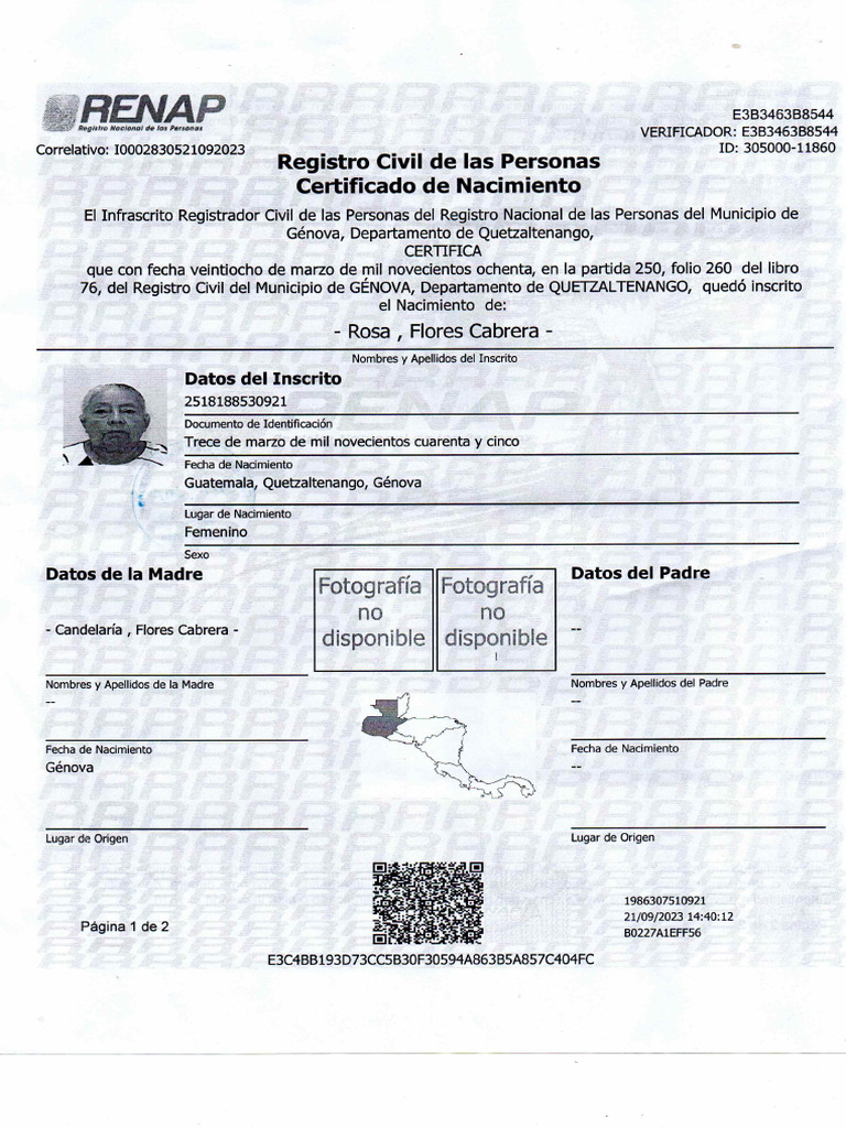 FE DE EDAD ROSA FLORES | PDF