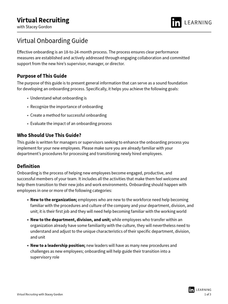 Virtual Onboarding Guide | PDF