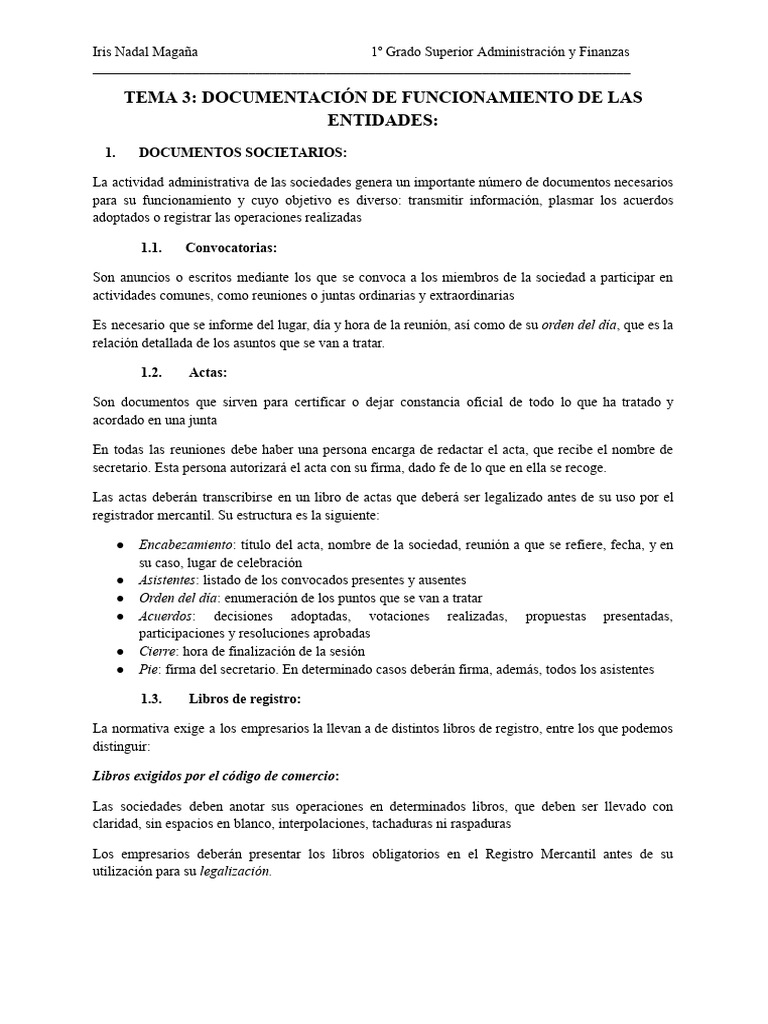 RESUMEN TEMA 3 documentación jurídica y empresarial | PDF