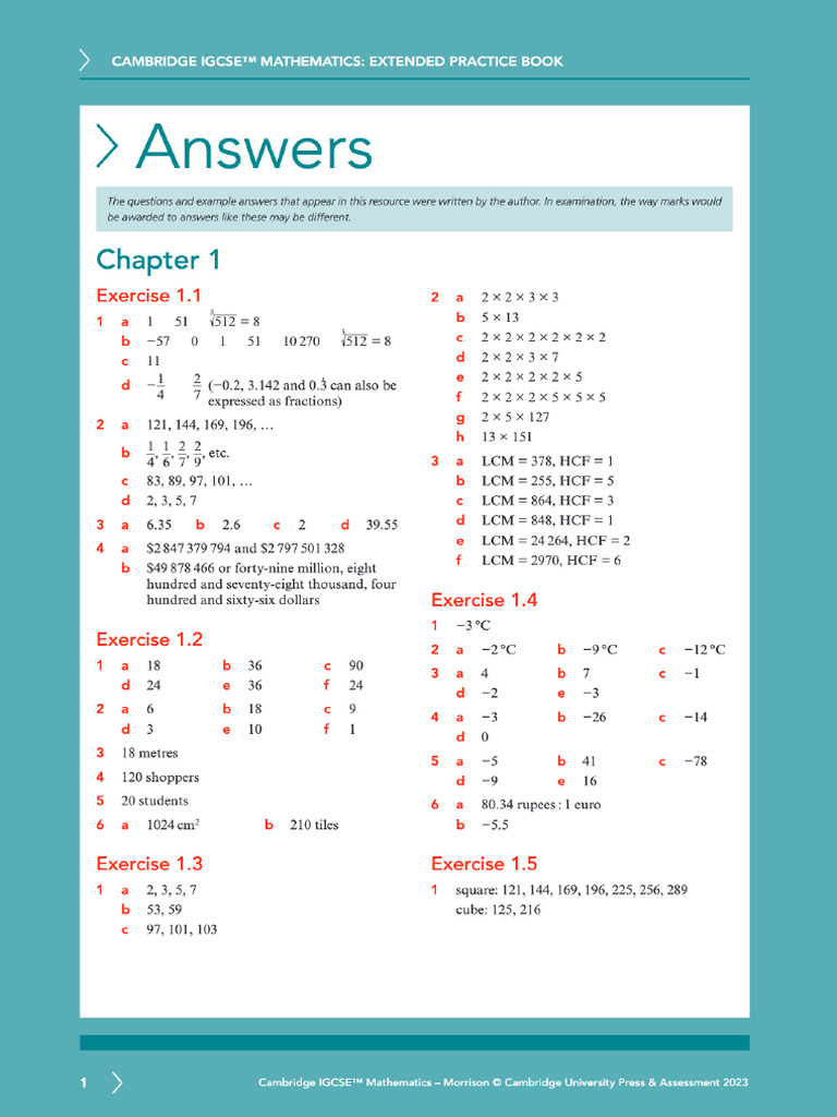 Igcse Maths 3ed Extended Practice Book Answers Toaz Info Pdf