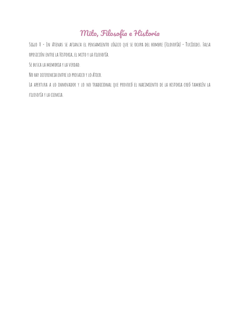 Mito, Filosofía e Historia | PDF