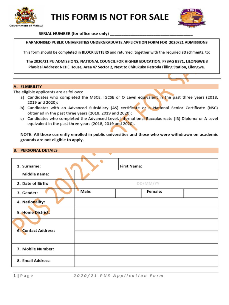 PUS Generic Application Form | PDF