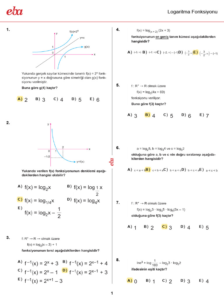 Logaritma Fonksiyonu | PDF