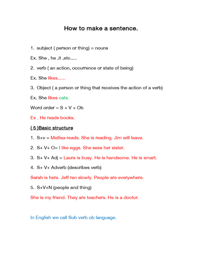 How To Make A Sentence | PDF