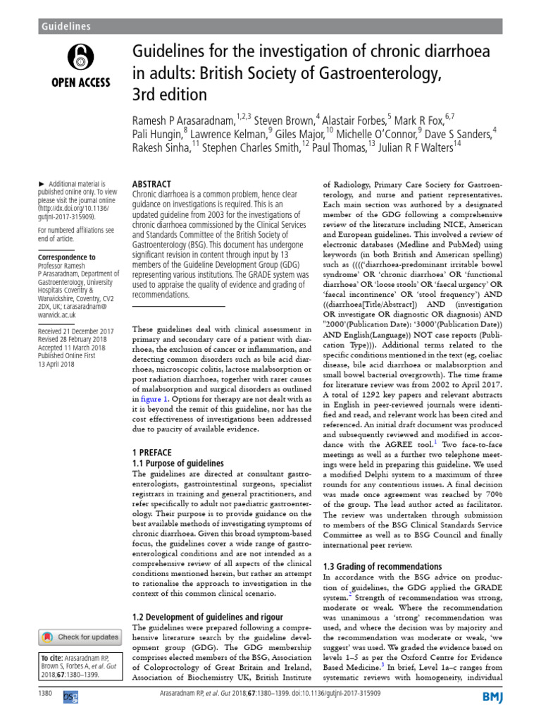 Guidelines For The Investigation of Chronic Diarrhoea in Adults ...