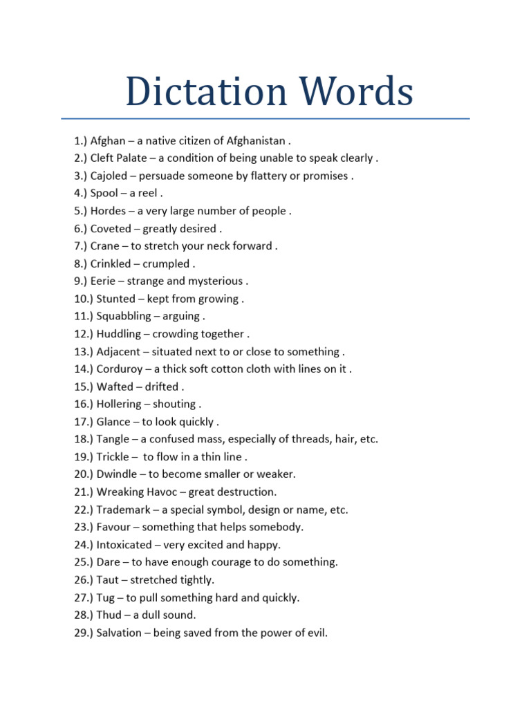 Dictation Words 8 | PDF