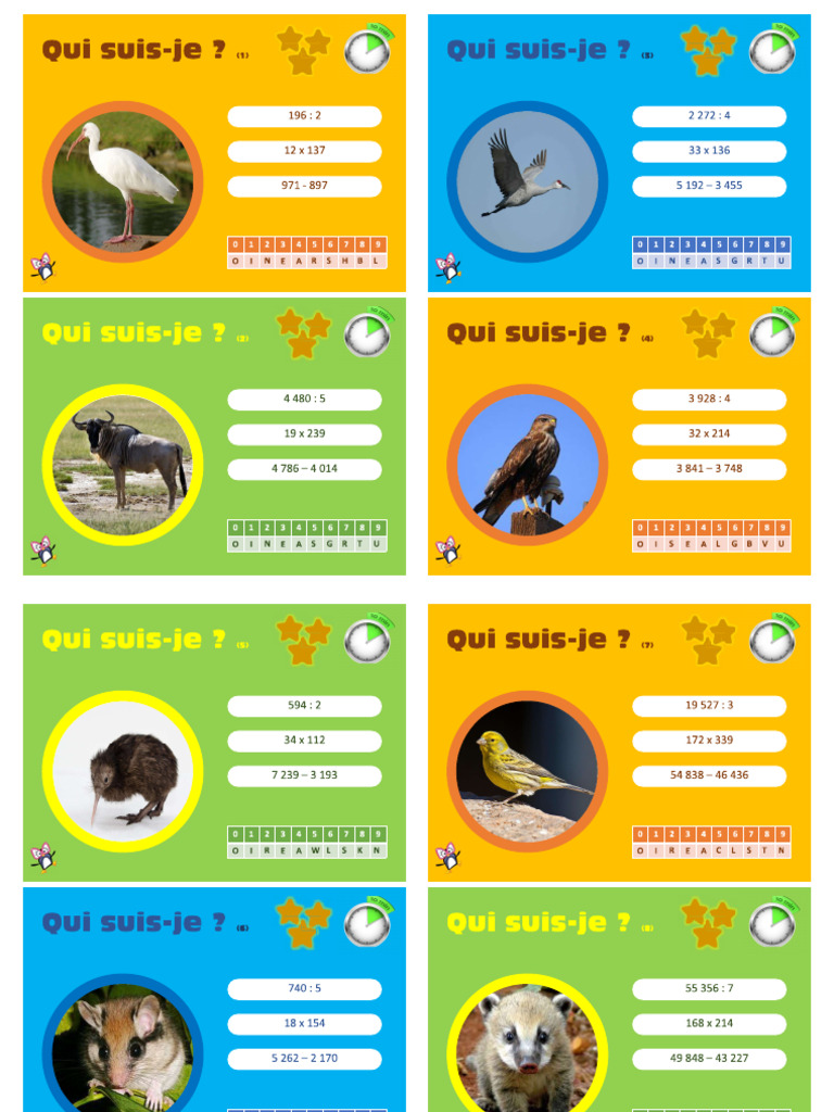 Défi-calcul-posé-ANMIAUX CM2-CHARIVARI-par-4 | PDF