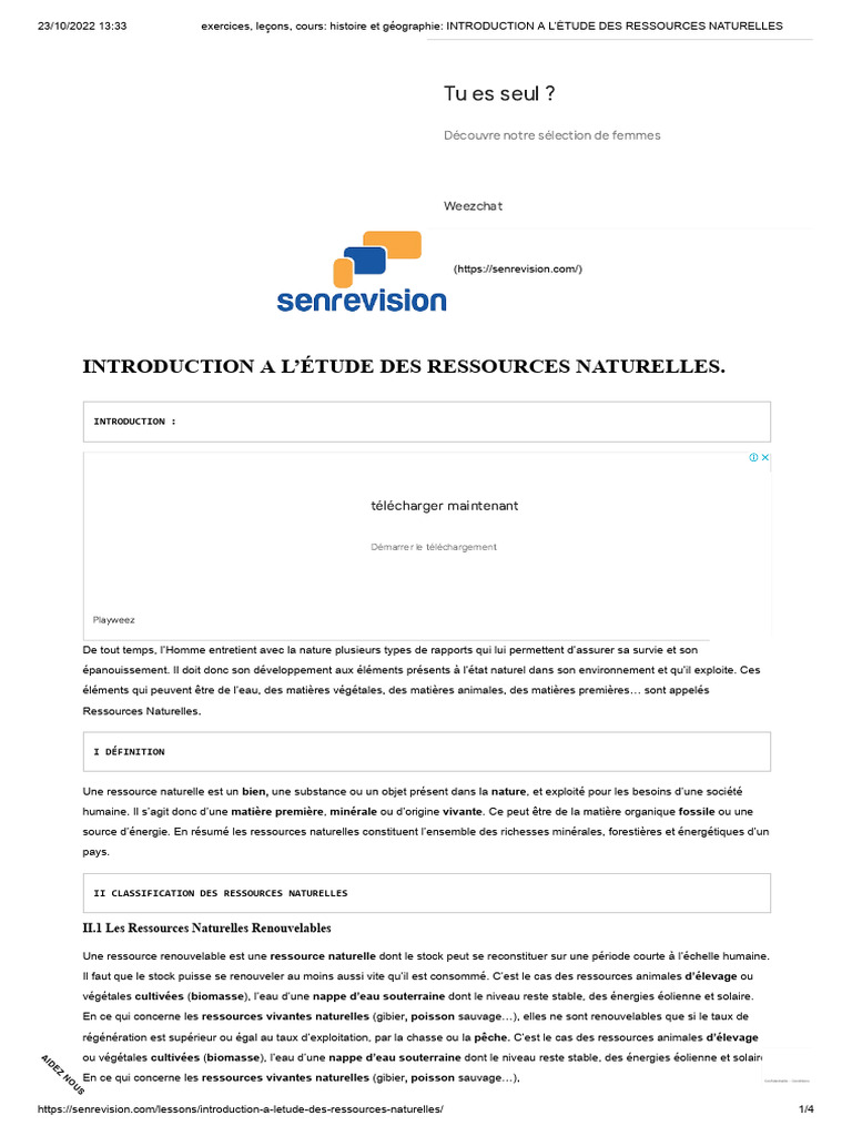 Importance des Ressources Naturelles | PDF | Énergie renouvelable | Eau