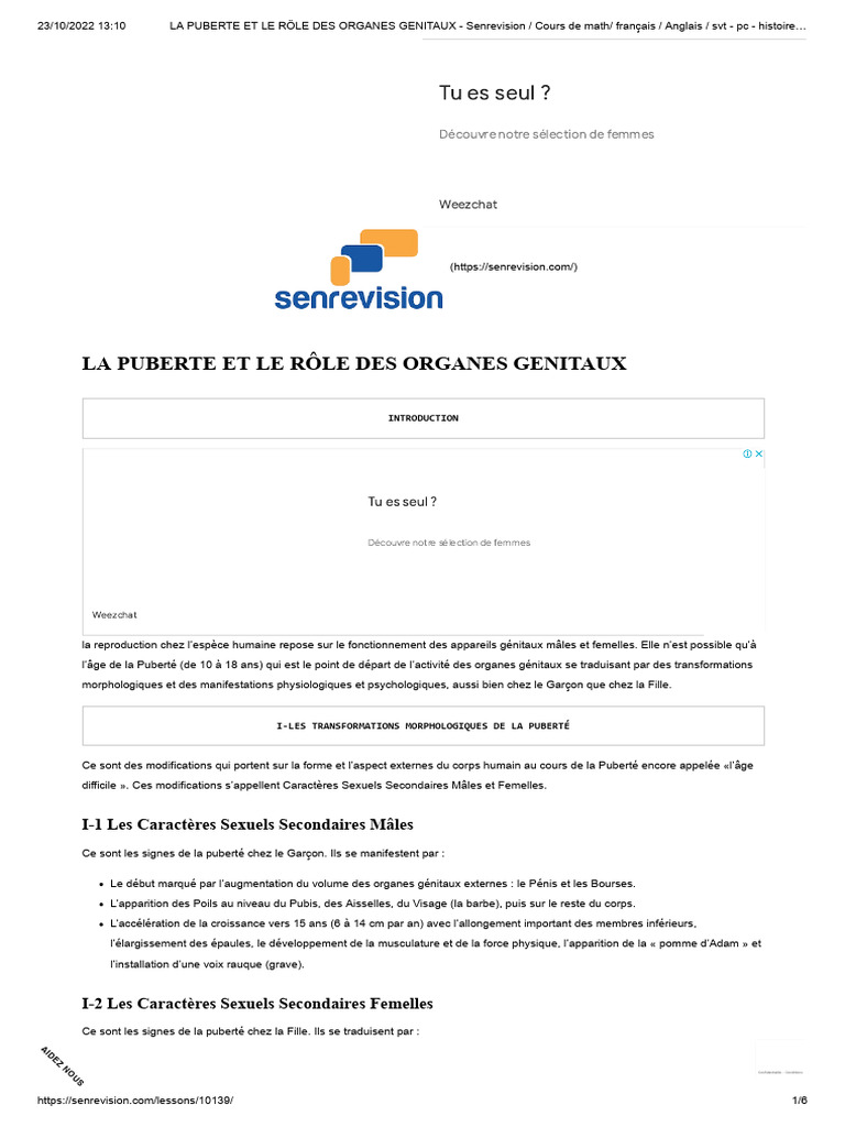 Signes de la puberté chez le garçon | PDF | Cycle menstruel | Système ...