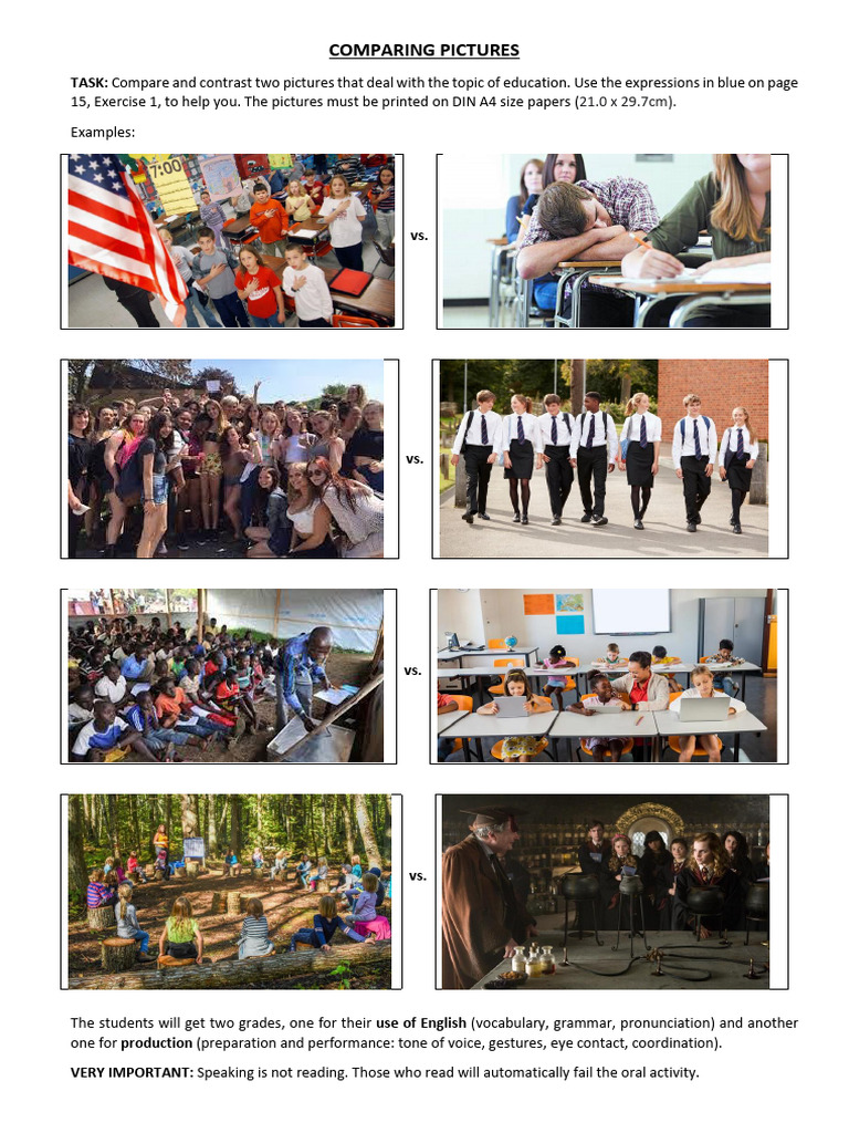 Education Picture Comparison Task | PDF