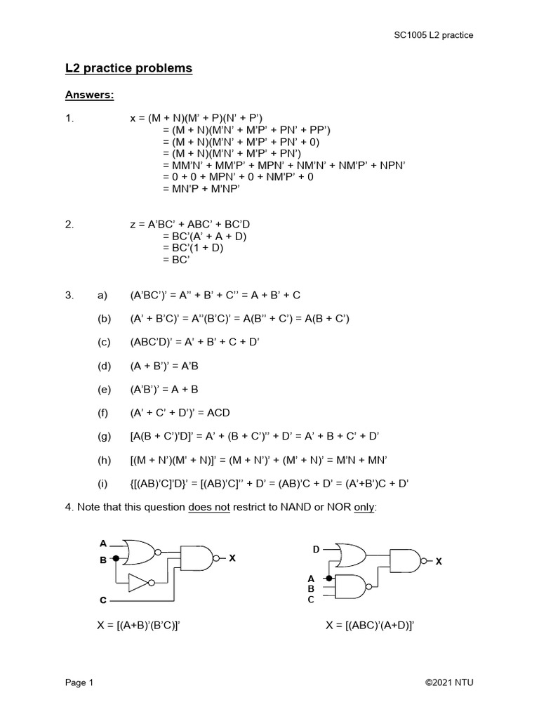 L2 Practice Problems and Solutions | PDF