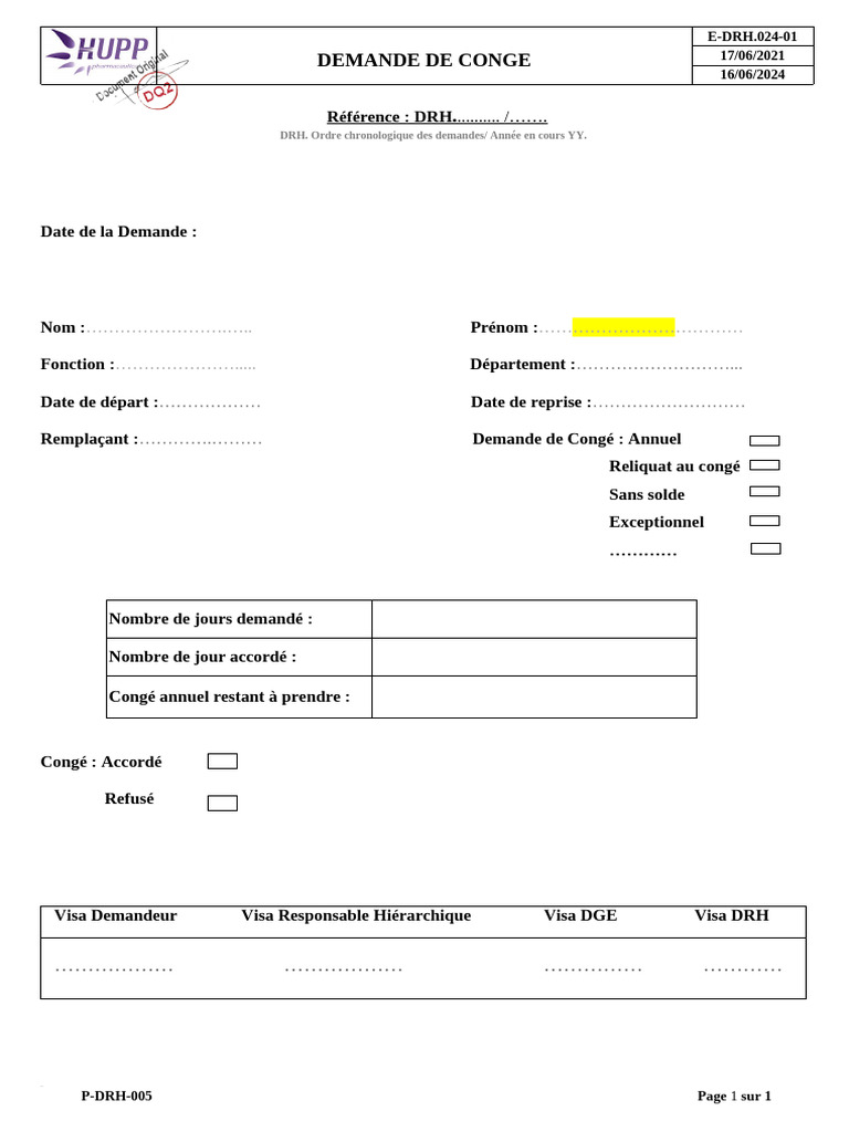 demande de congé | PDF
