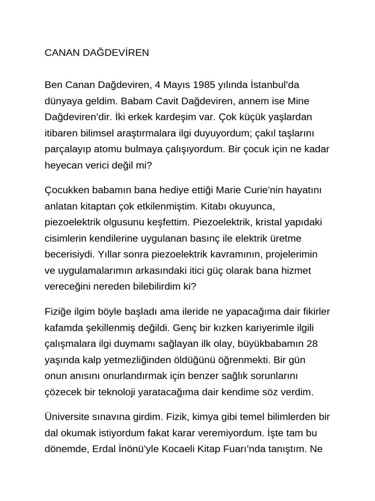 Canan Dagdeviren Basari Hikayesi | PDF