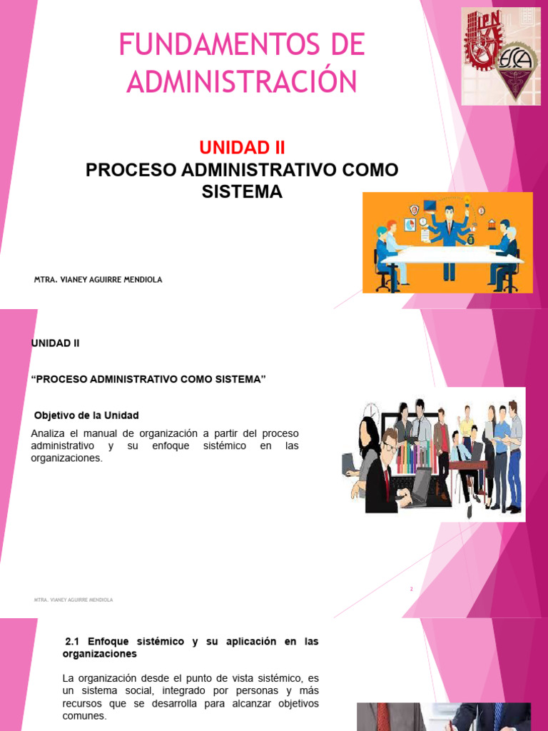 UNIDAD II Proceso Administrativo Como Sistema FUNDAMENTOS DE ADMINISTRACI-N Presentaci-N (NUEVO ...