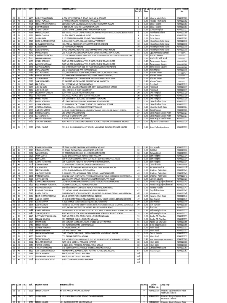 Bus Route For Half Yearly Exam 2024 Pickup | PDF
