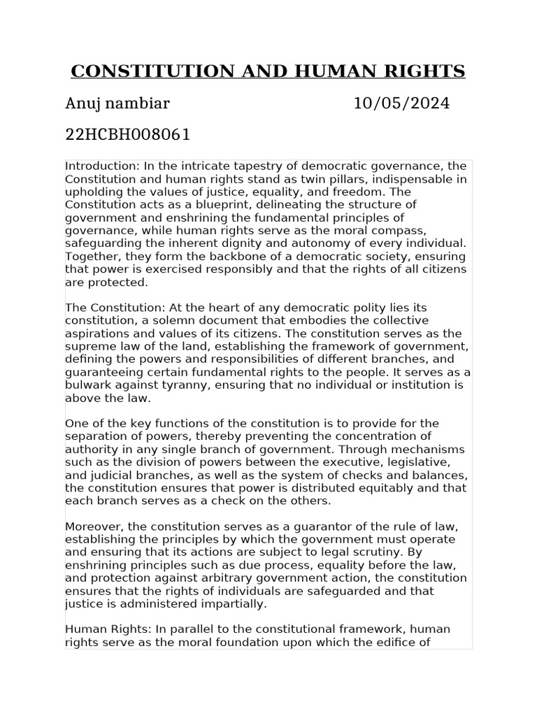 Constitution and Human Rights | PDF