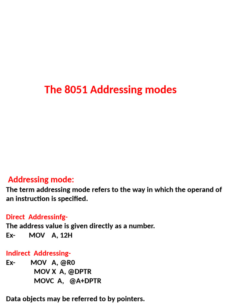 T3 - 8051 - Addressing Modes | PDF