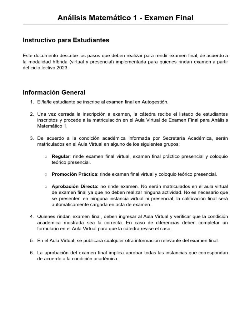 Examen Final Análisis Matemático 1-1 | PDF