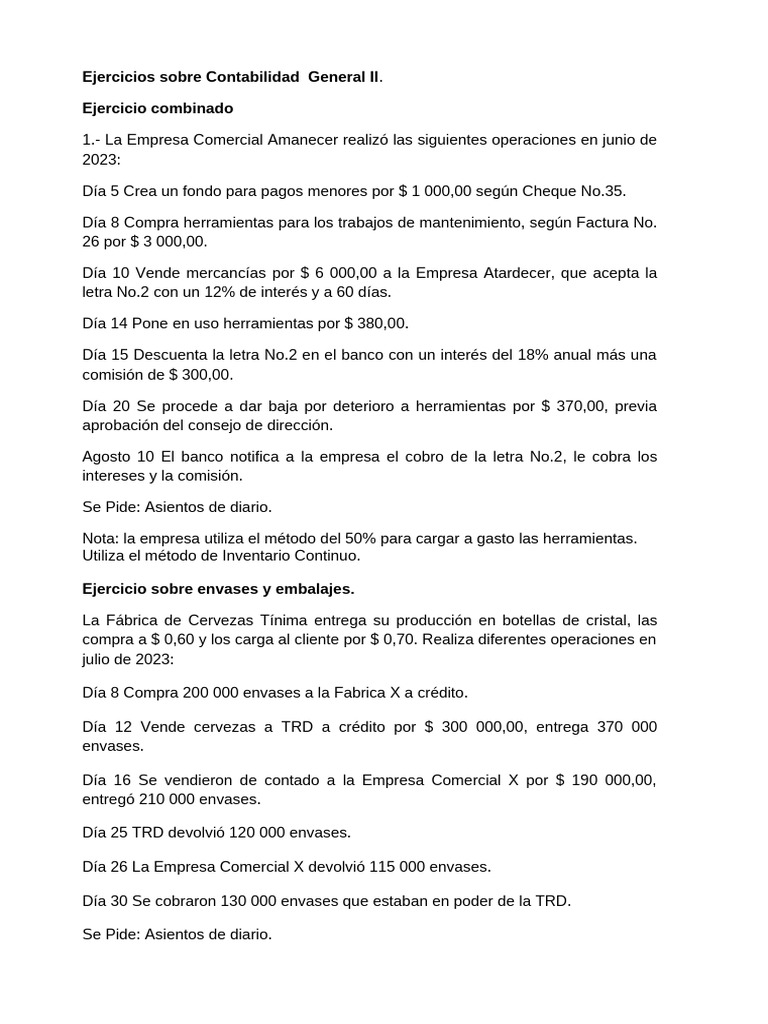 Ejercicios Contab II | PDF