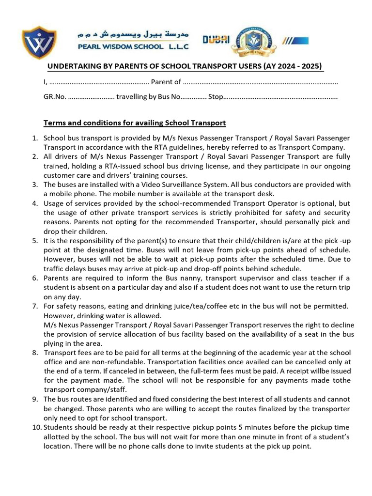 1.transport Undertaking 2024 25 | PDF | Bus | Career & Growth