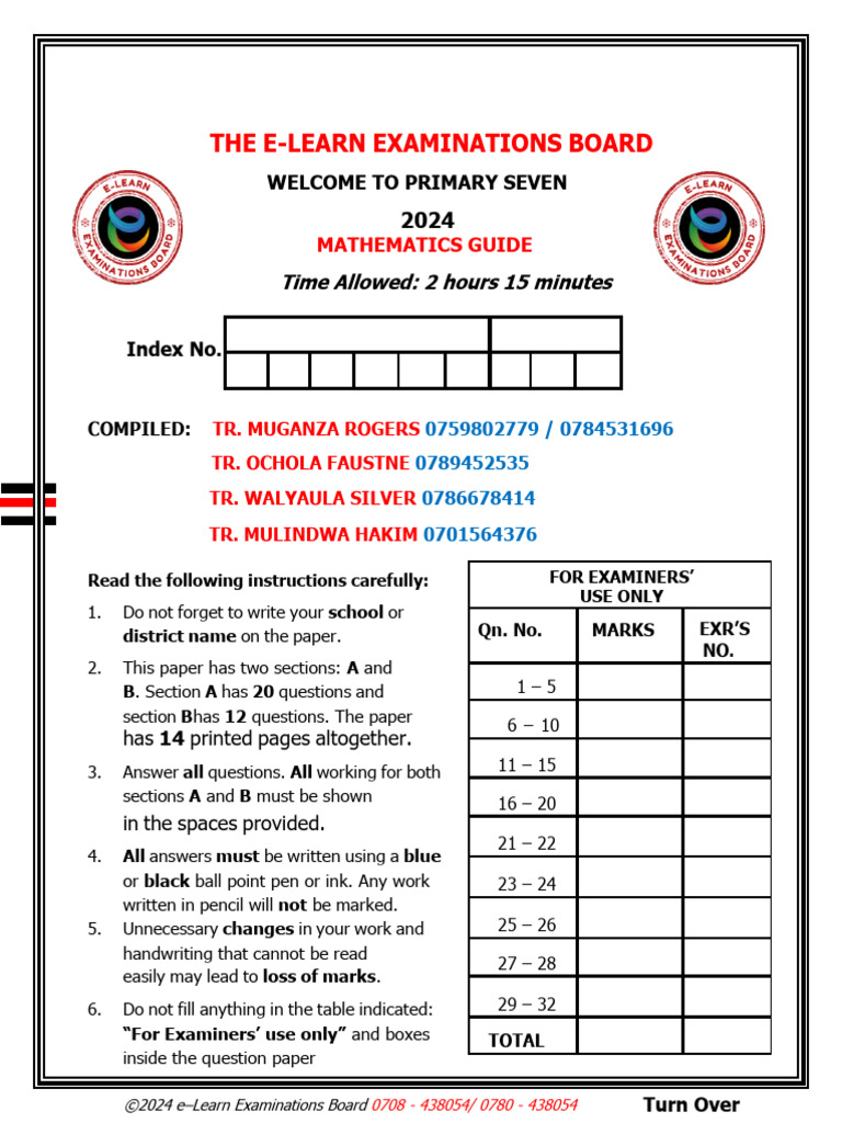 Math Bot 1 2024 Guide E-Learn Ug | PDF
