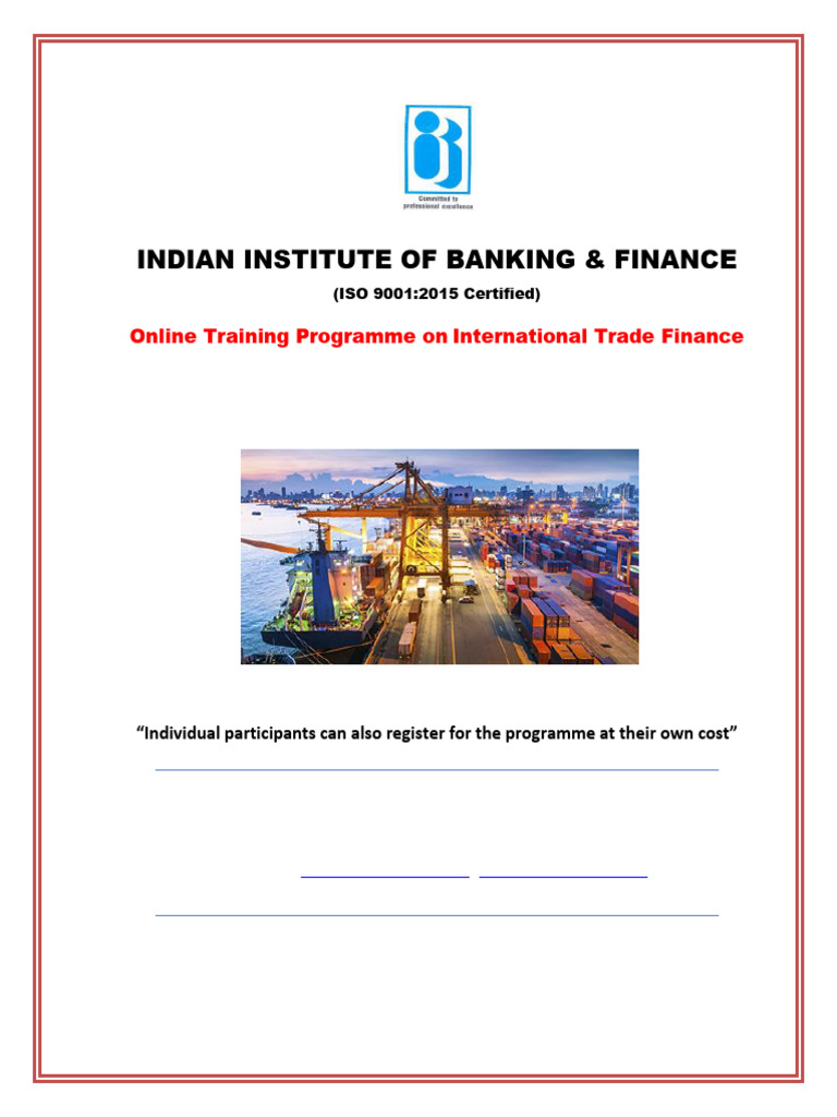 Brochure October 5th To 7th INTERNATIONAL TRADE FINANCE | PDF | Banks | Finance & Money Management